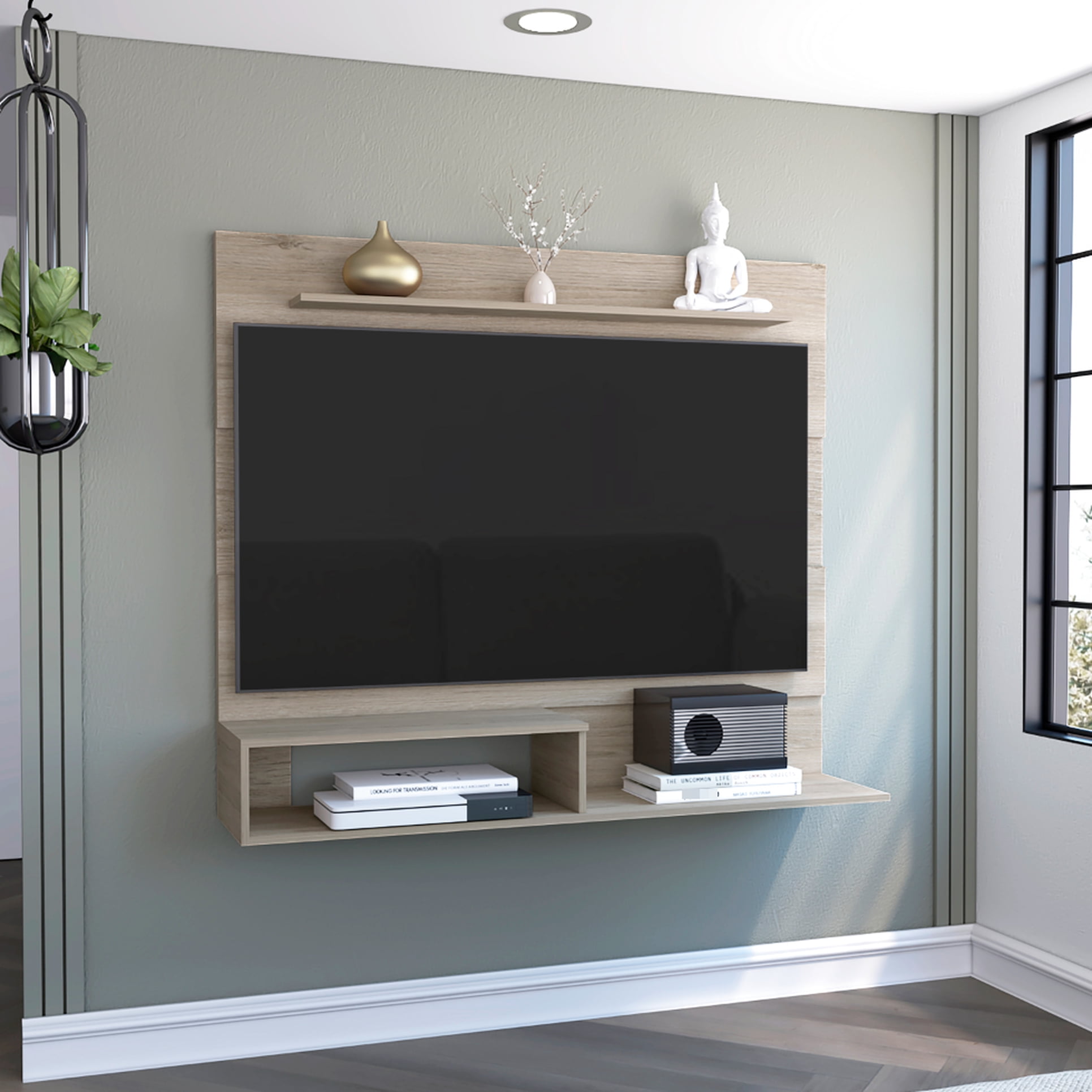 55" Tv's Floating Entertainment Center In Pine Design: One Superior ...