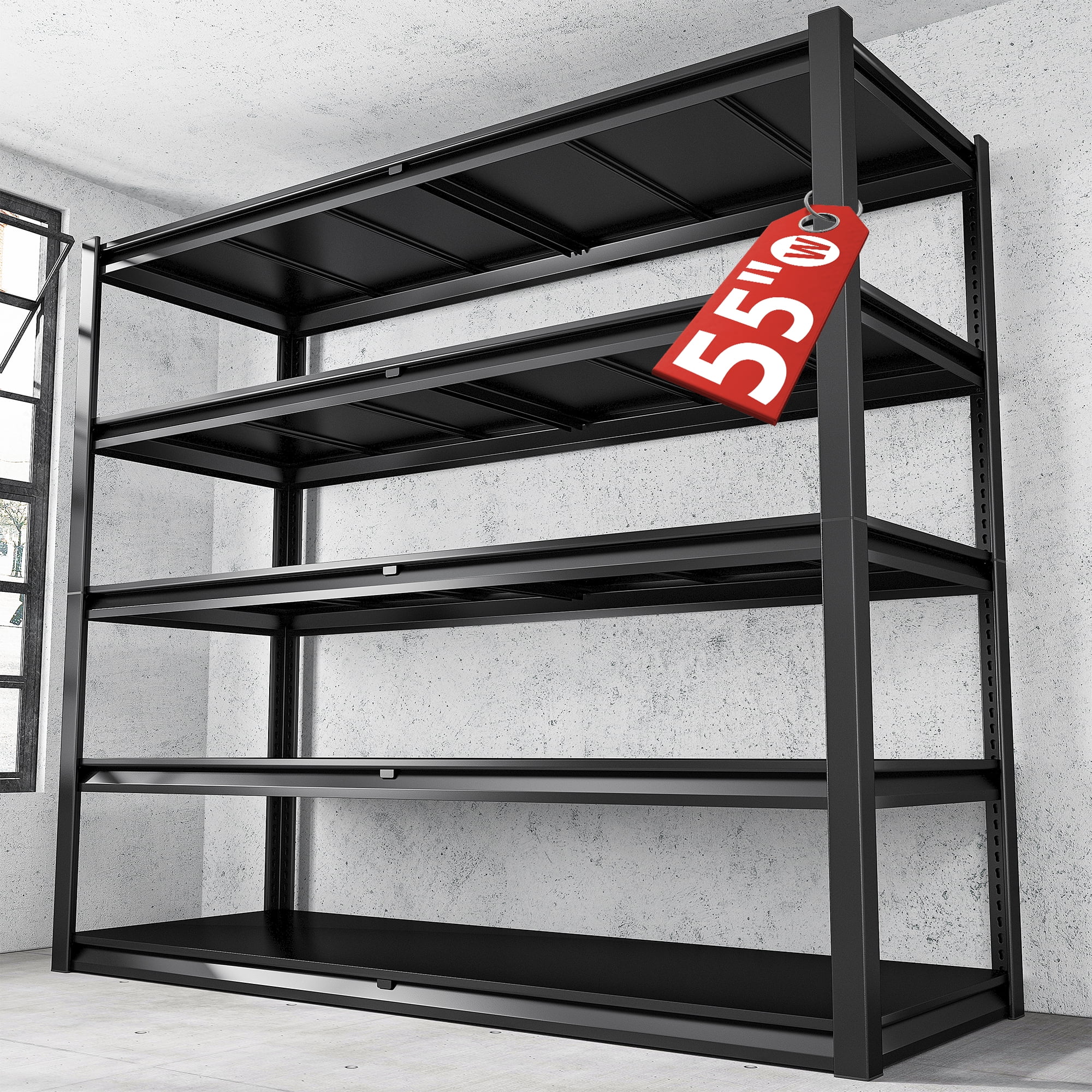 55"W Garage Shelf Heavy Duty Shelving 3000LBS Garage Shelving Metal ...