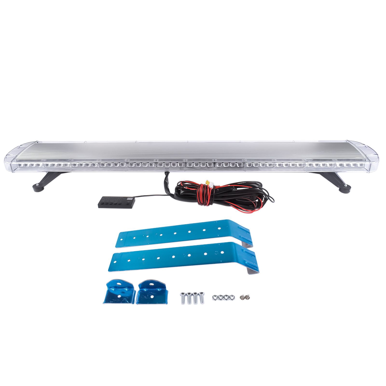 55" White/Amber LED Strobe Light Bar - 104W, 12V, 26 Pods, Metal Clamp ...