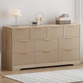 55" White Fluted Dresser with Gold Handles, 10-Drawer Double Dresser ...
