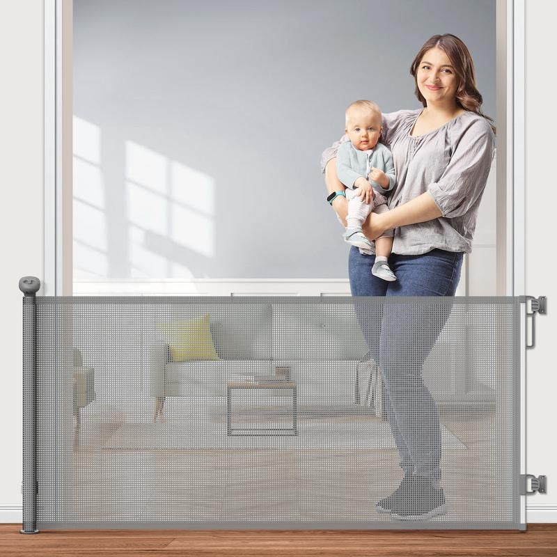 55" Wide 33" Tall Baby safety guardrail Retractable Mesh Baby & Dog ...