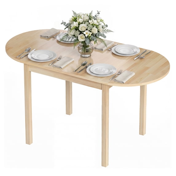 55" Wood Kitchen Table, Drop Leaf Dining Table for Small Spaces ...
