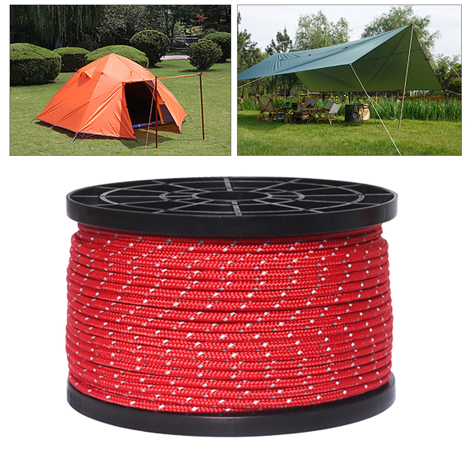 55 Yard Nylon Reflective Guyline 6 Strand Tent Awning Gazebo Tarp Guide ...