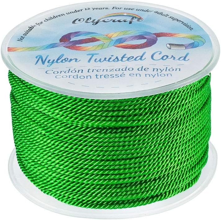 55 Yards 2mm Twisted Satin Nylon Cord 3-Ply Green Twisted Cord Trim ...