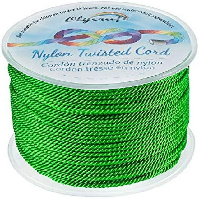 55 Yards 2mm Twisted Satin Nylon Cord 3-Ply Green Twisted Cord Trim ...