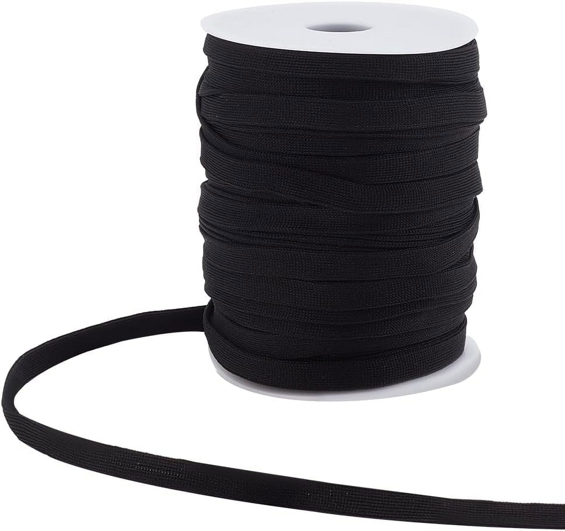 55 Yards Black Replacement Drawstring 0.4 Inch Polyester Flat Draw Cord ...
