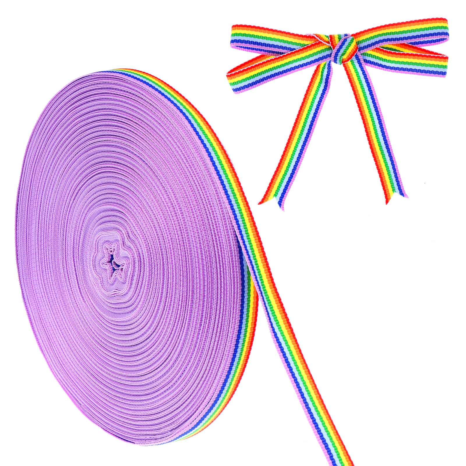 55 Yards Rainbow Grosgrain Ribbons, Double Sided Rainbow Stripes ...