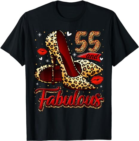 55 and Fabulous High Heels Stepping Into My 55th Birthday T-Shirt ...