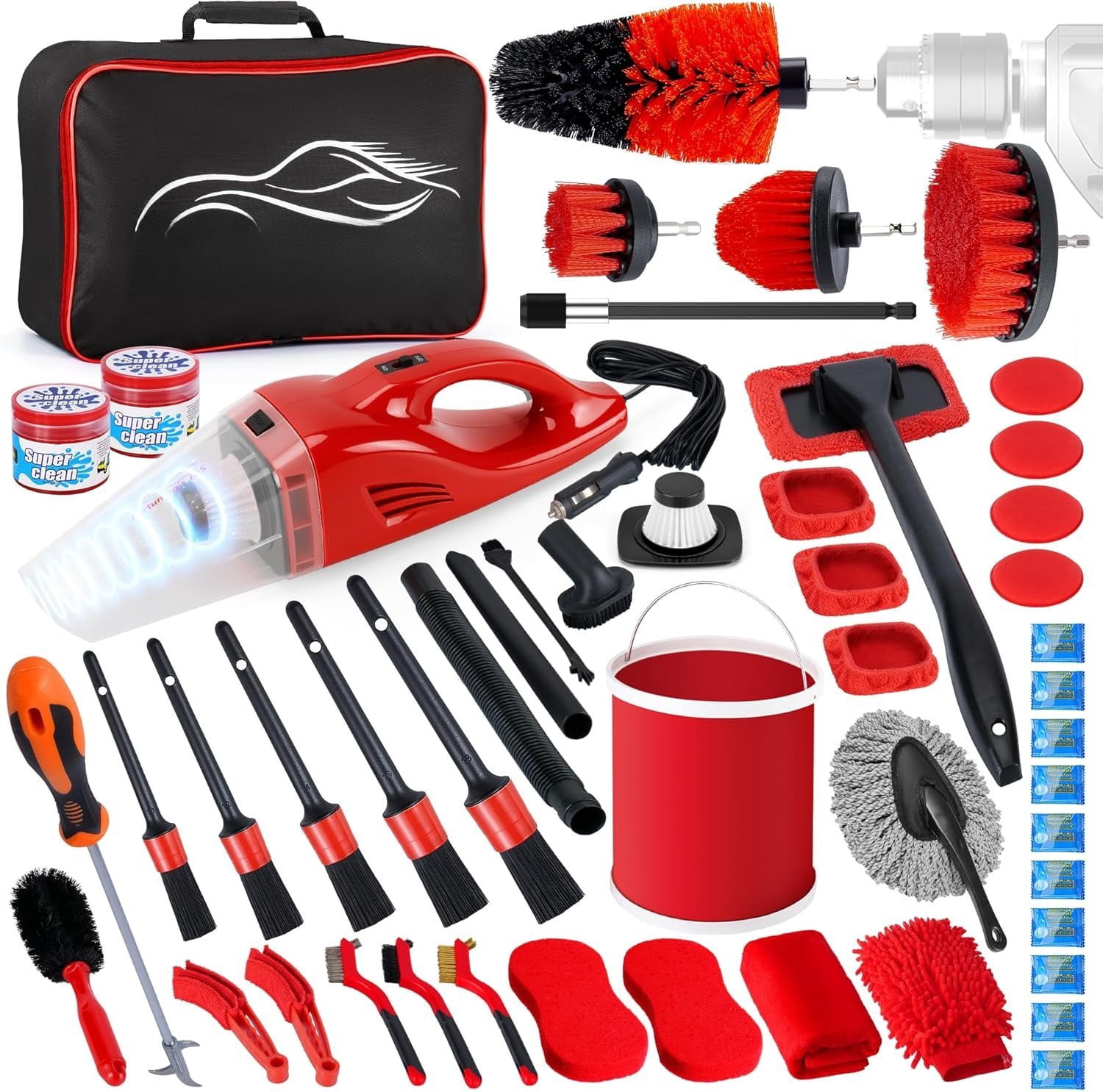 55 count Detailing Kit Interior Cleaner with High Power Handheld Vacuum ...