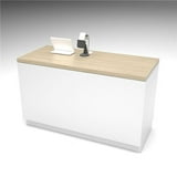 55 in. Cash Wrap Retail Counter, Matte White & Raw Oak - Walmart.com