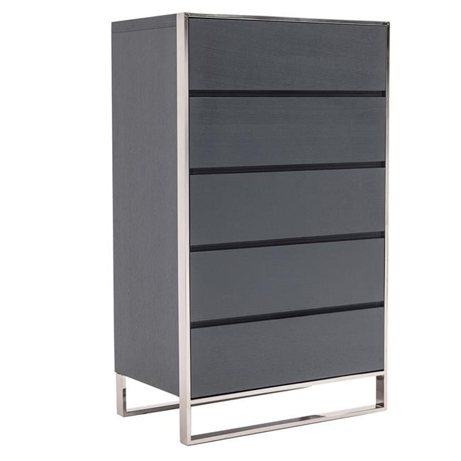 55 in. Cid Lue Tall Dresser Chest with Self Closing Drawers, Stainless ...