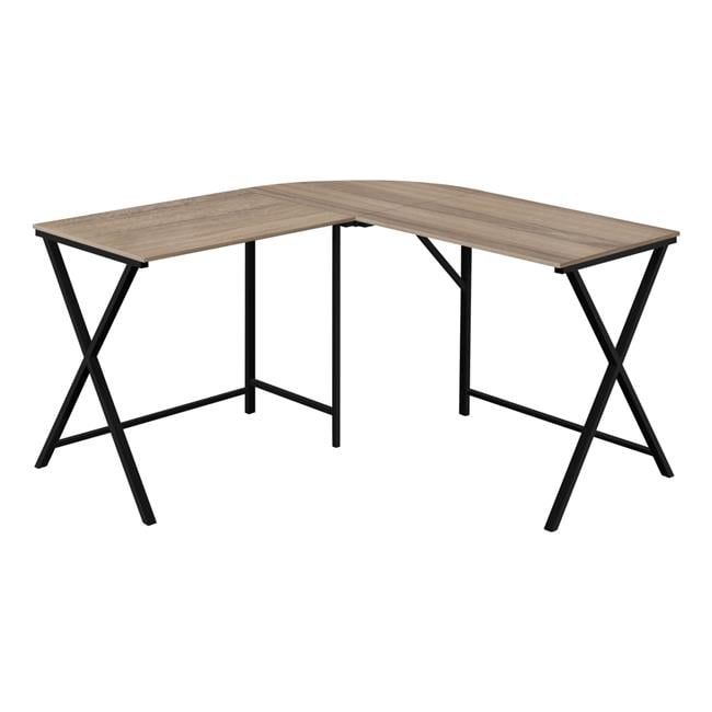 55 in. Dark Taupe Top & Black Metal Corner Computer Desk - Walmart.com