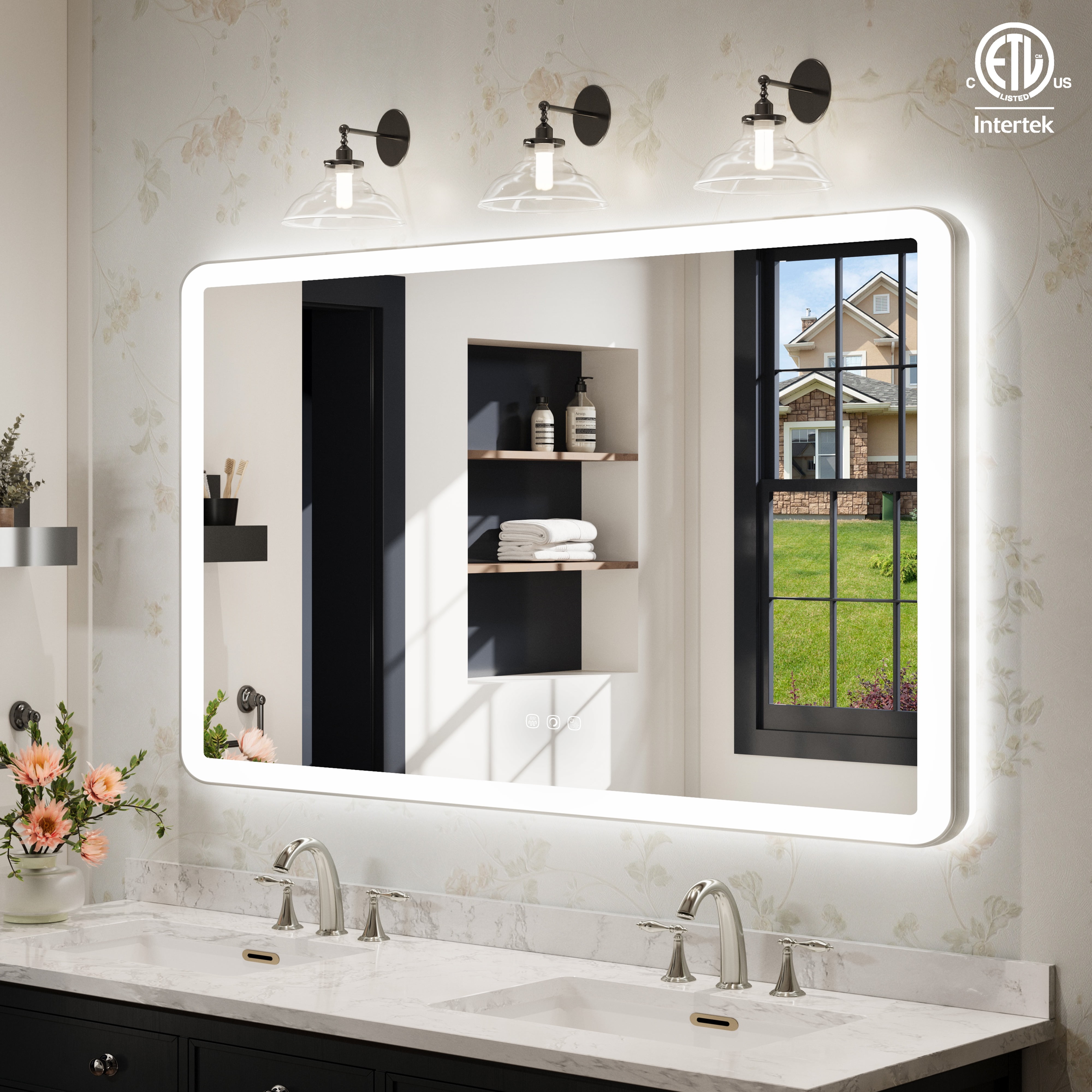 55 in. W x 30 in. H Rectangular Corner-round Border Ultra-bright LED ...