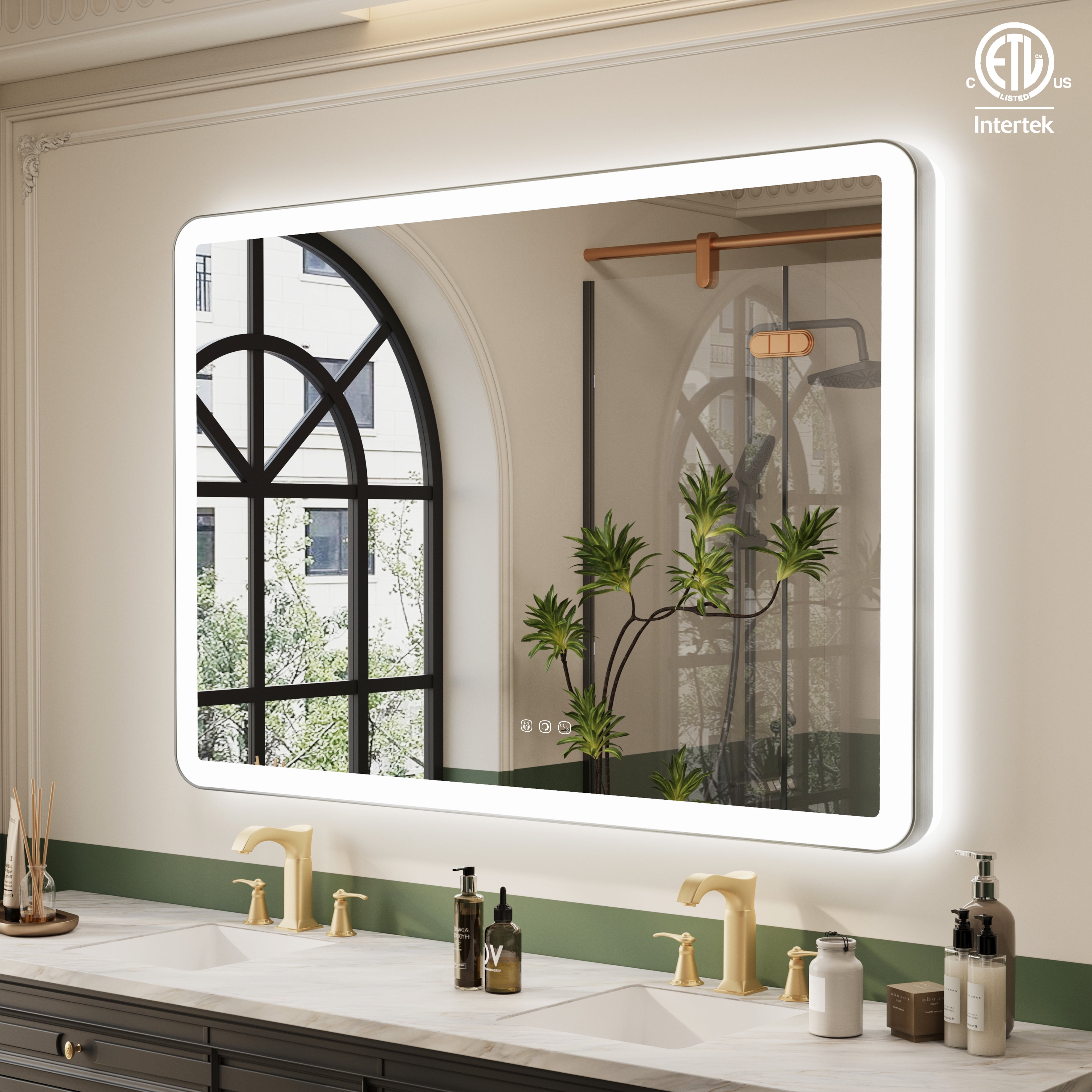 55 in. W x 36 in. H Rectangular Corner-round Border Ultra-bright LED ...