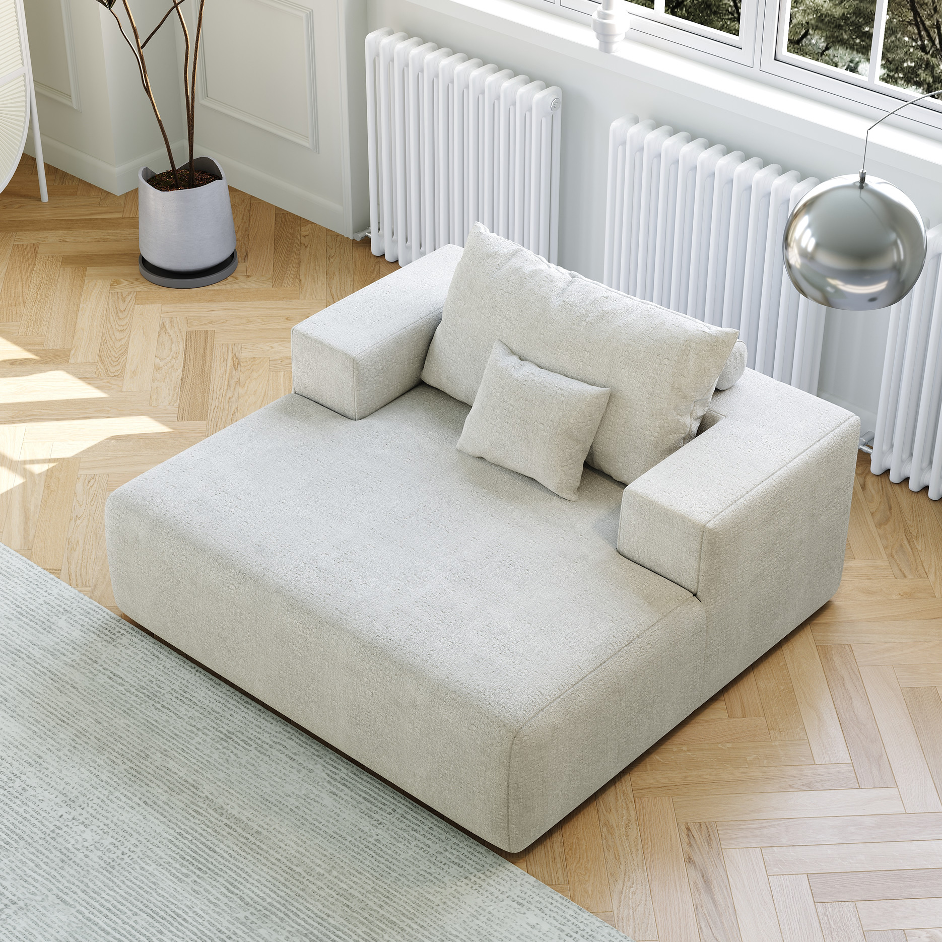 55-inch Chenille Sponge Sleeper Chair, Fluffy Modern For Home, No ...