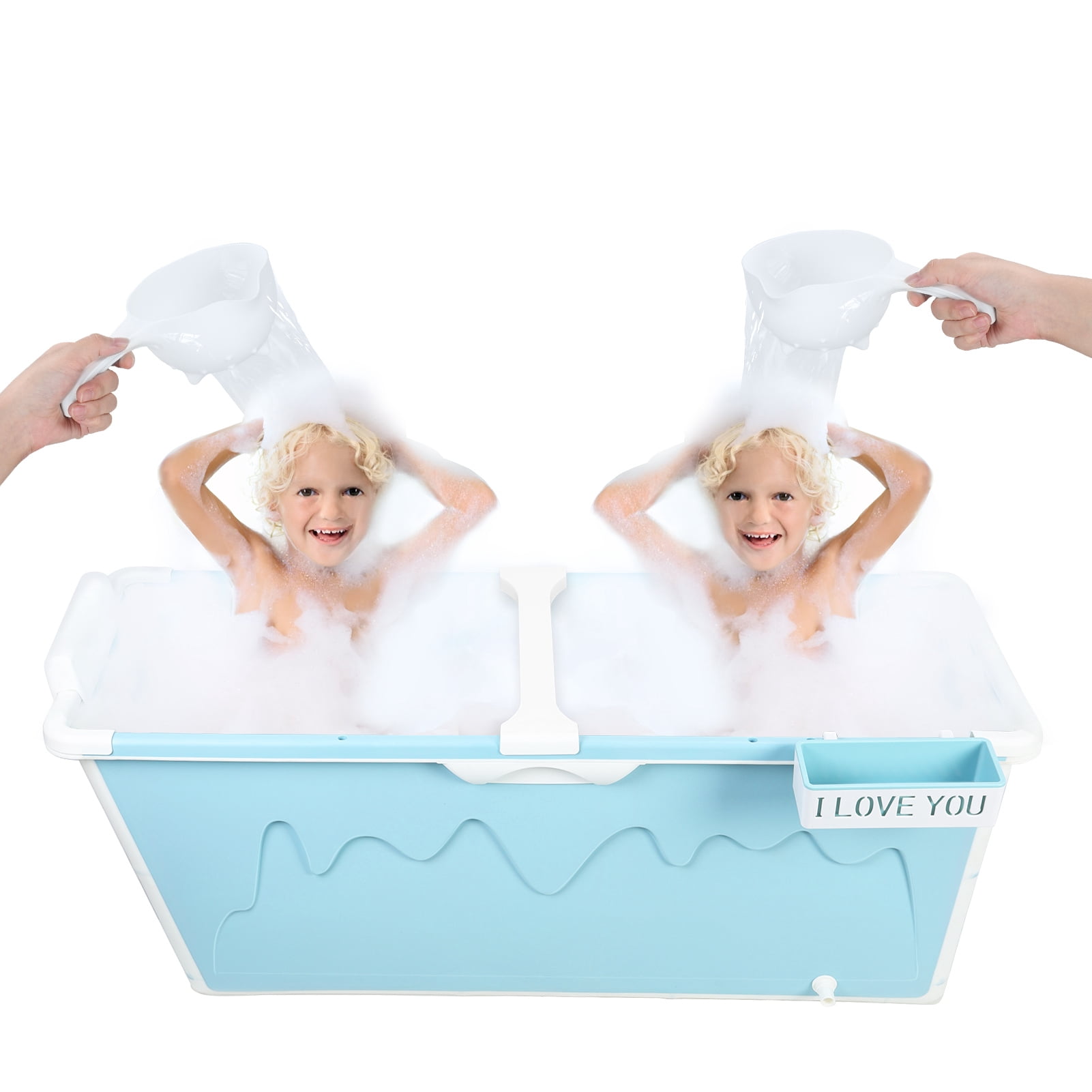 55 inch Foldable Bathtub, Collapsible Soaking Bath Tub, Portable ...