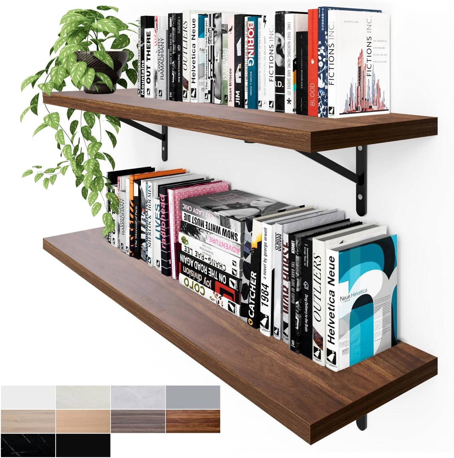 55 inch Long 10 inch Deep Floating Shelves for Wall Set of 2 Large Open ...