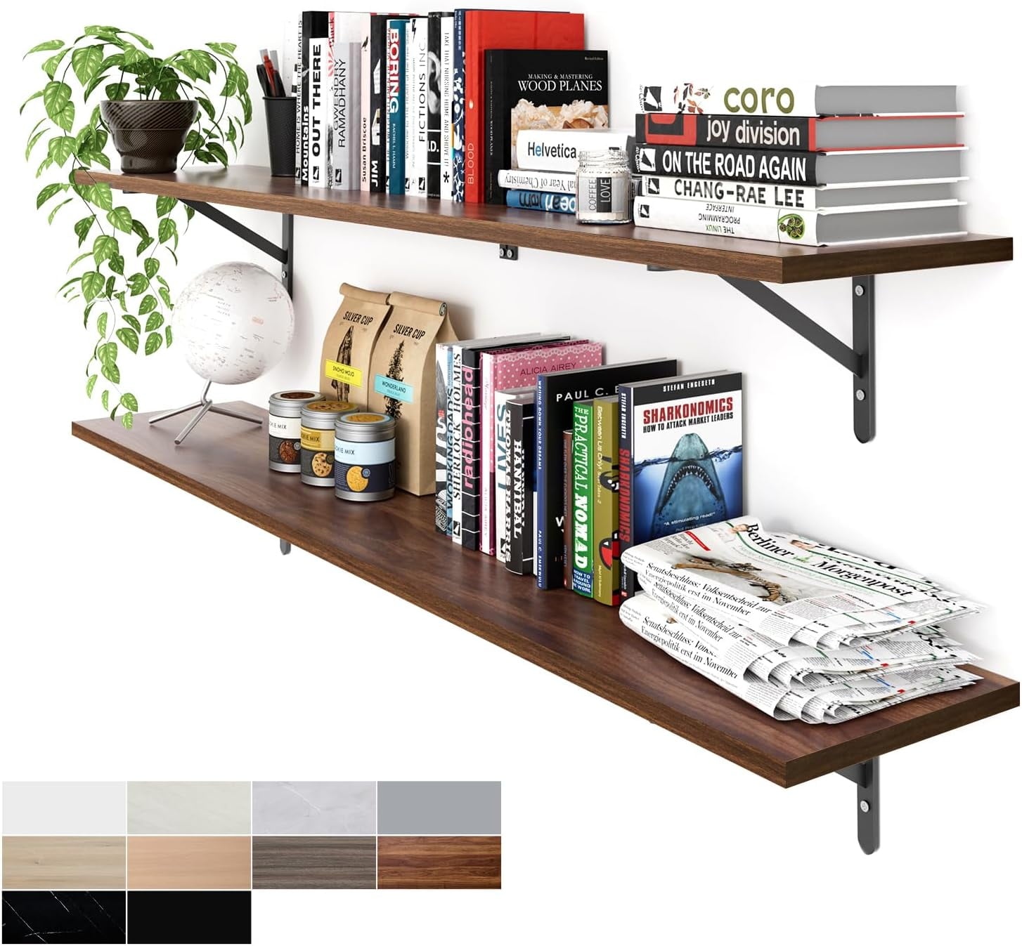 55 inch Long 10 inch Deep Floating Shelves for Wall Set of 2 Large Open ...