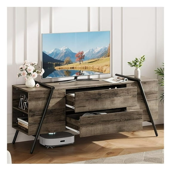 55 inch TV Stand with Drawers, Modern Entertainment Center - Adjustable ...