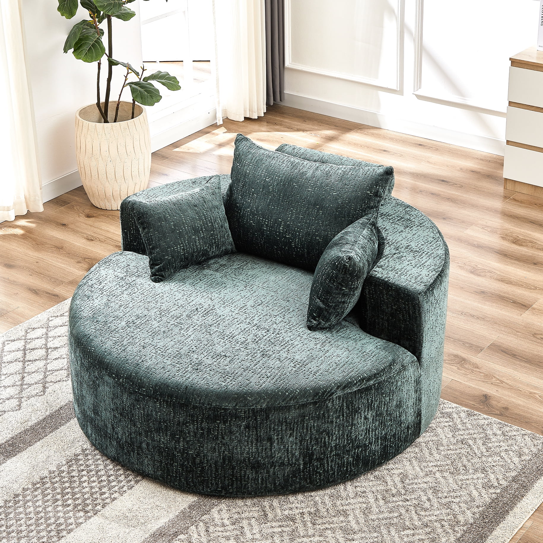 55''l Chenille Sponge Sleeper Chair, Fluffy Modern Luxury, No Assembly ...