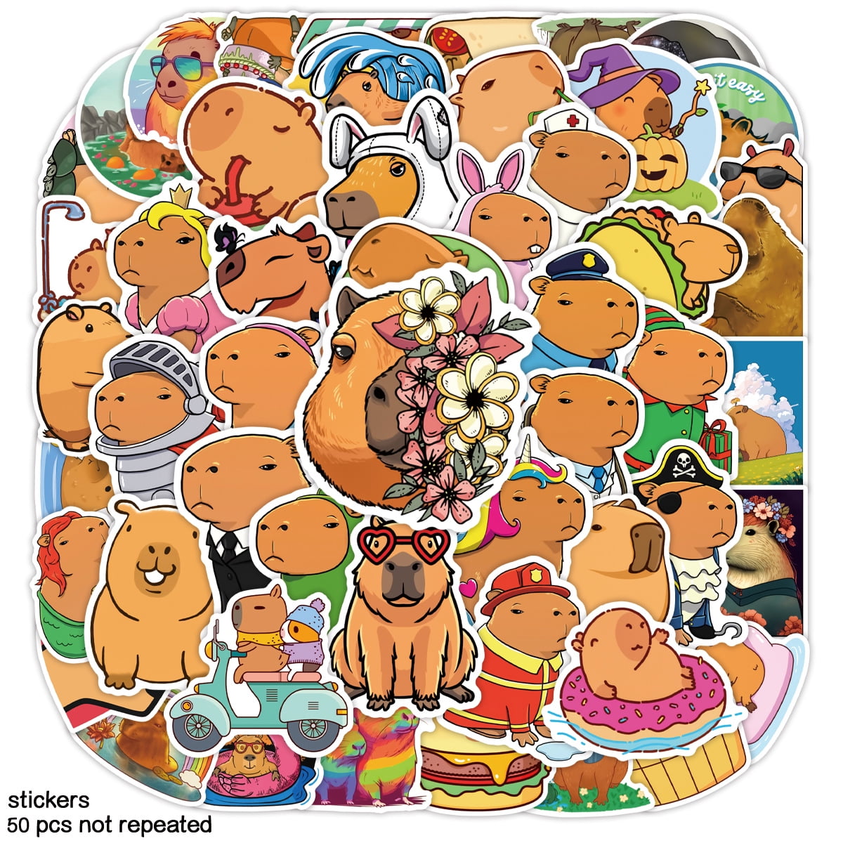 55 sheets of water guinea pig capybara stickers cute cartoon animal ...