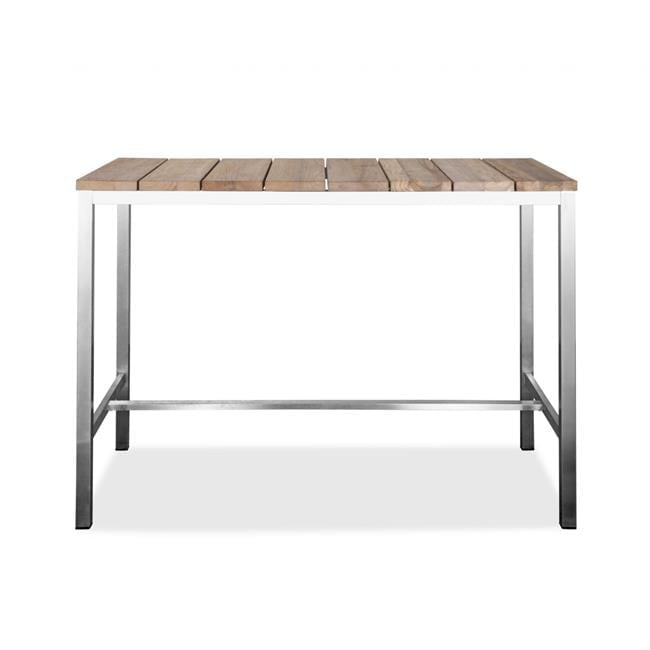 55 x 27 x 42 in. Teak Wood & Stainless Steel Bar Table - Walmart.com