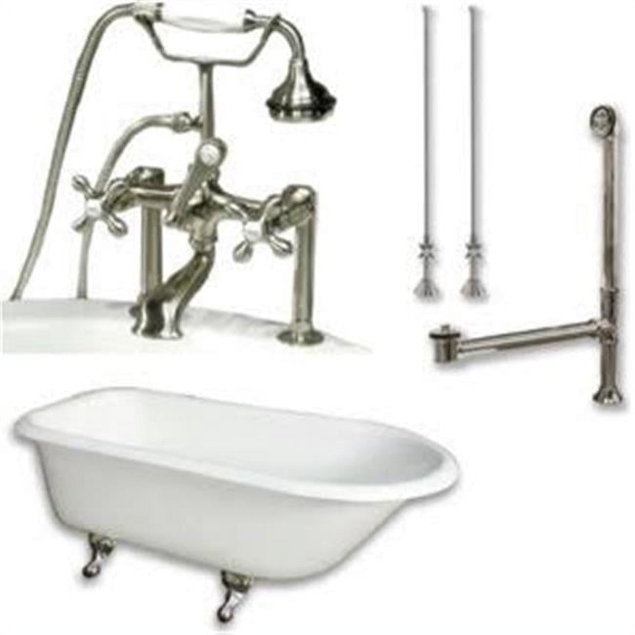 55 x 30 in. Cast-Iron Rolled Rim Clawfoot Tub with 7 in. Deck Mount ...