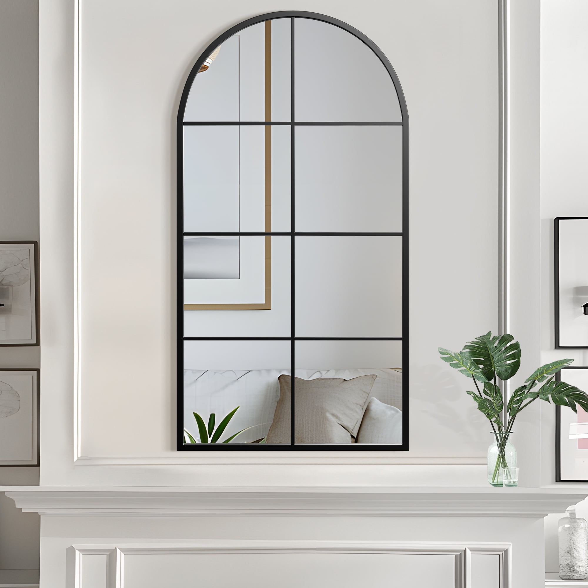55"x28" Arched Wall Mirror Window Mirror,Black - Walmart.com