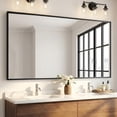 55"x30" Black Landscape Bathroom Mirror for Double Vanity, Shatterproof ...