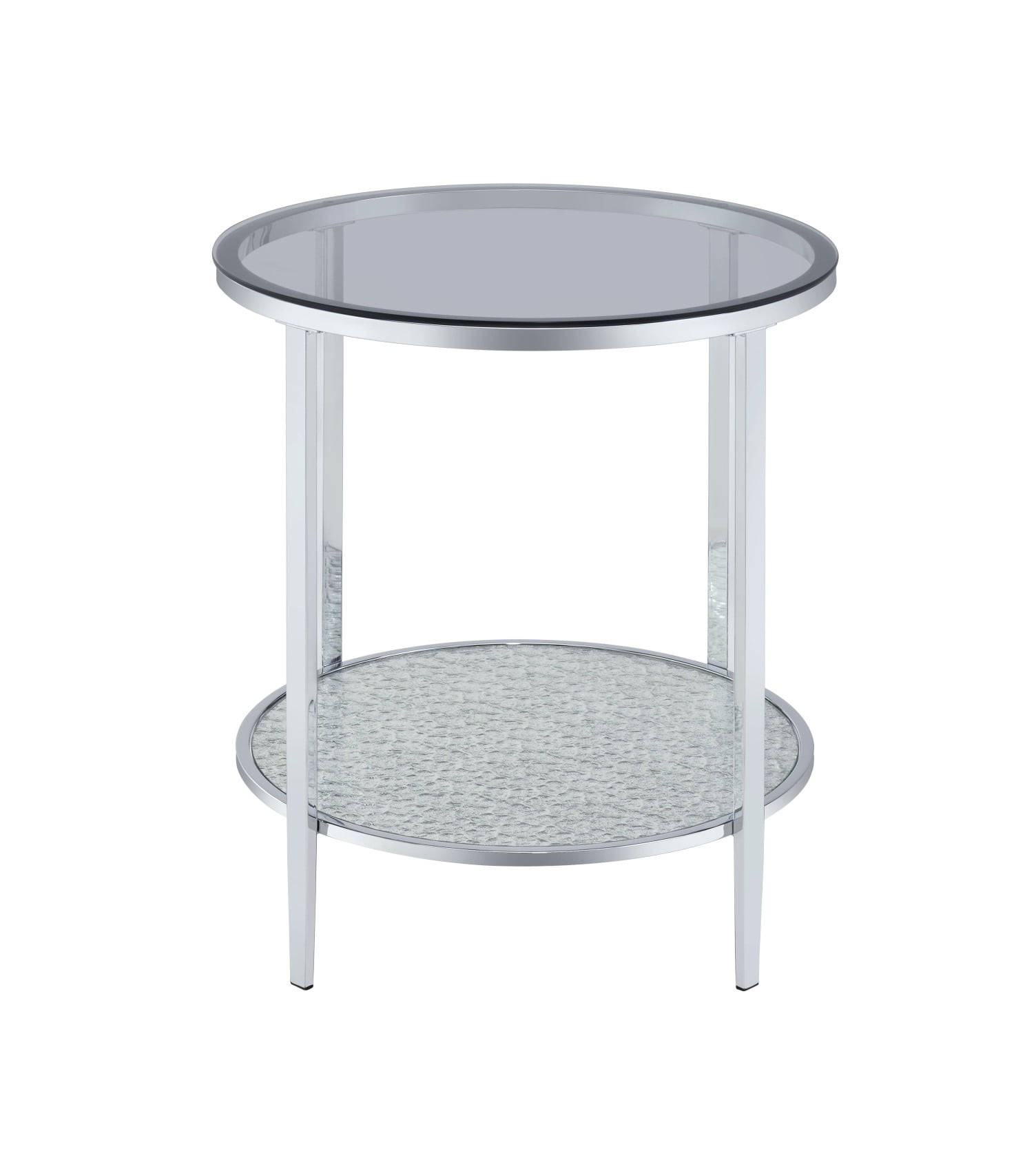 55"x55" Modern Side Table, Tempered Gray Glass Desktop with Metal Legs ...