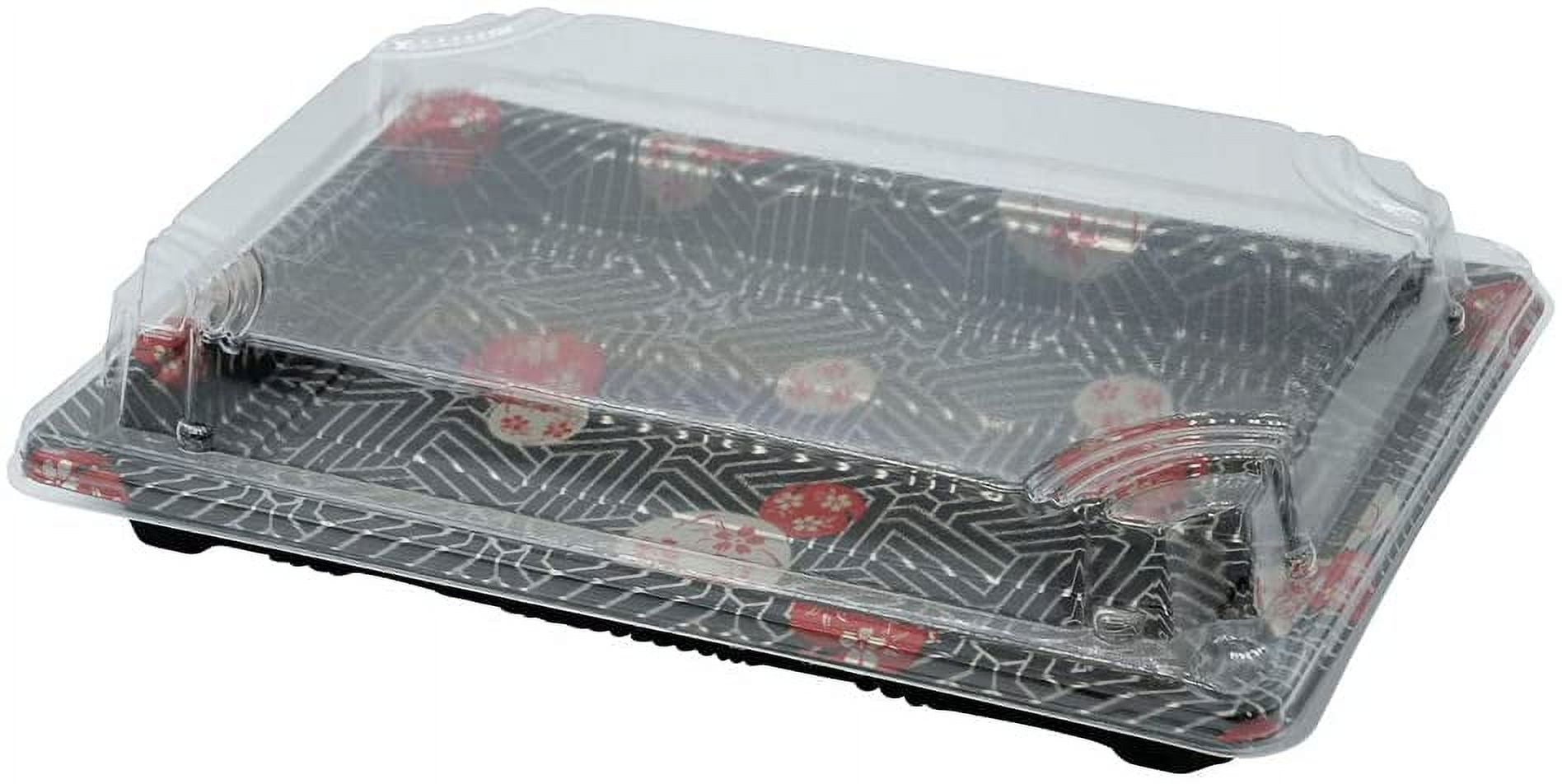 Black Sushi Trays with Lids 7.25x5 Inch - Disposable Packaging Box ...