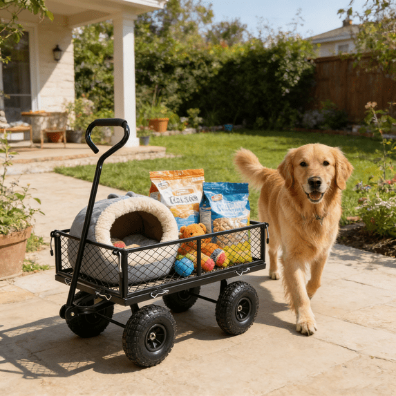 550 Lbs Steel Garden Cart, Heavy Duty Garden Wagon Cart ,Outdoor Metal ...
