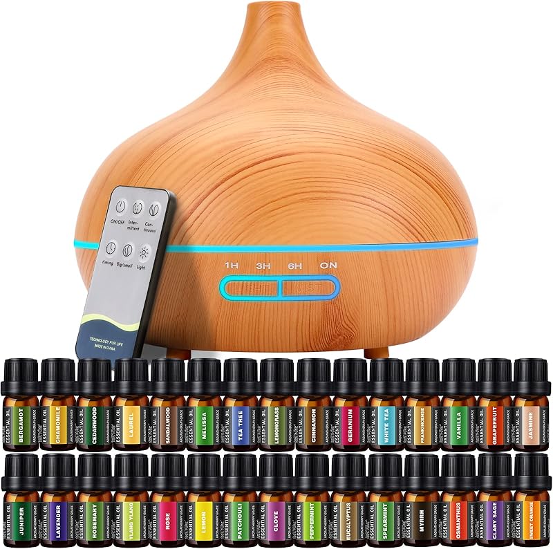 550 ML Aroma Diffiser with Essential Oils Set, Essential Oil Diffuser ...