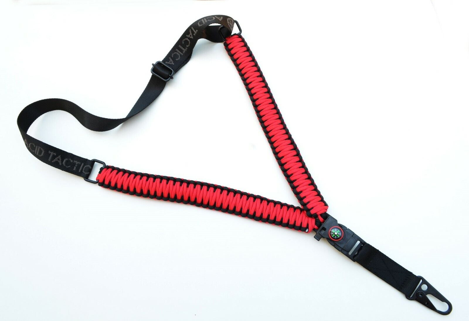 550 Paracord Rifle Gun Shotgun Sling 1 Point Compass & Flint Red/Black ...