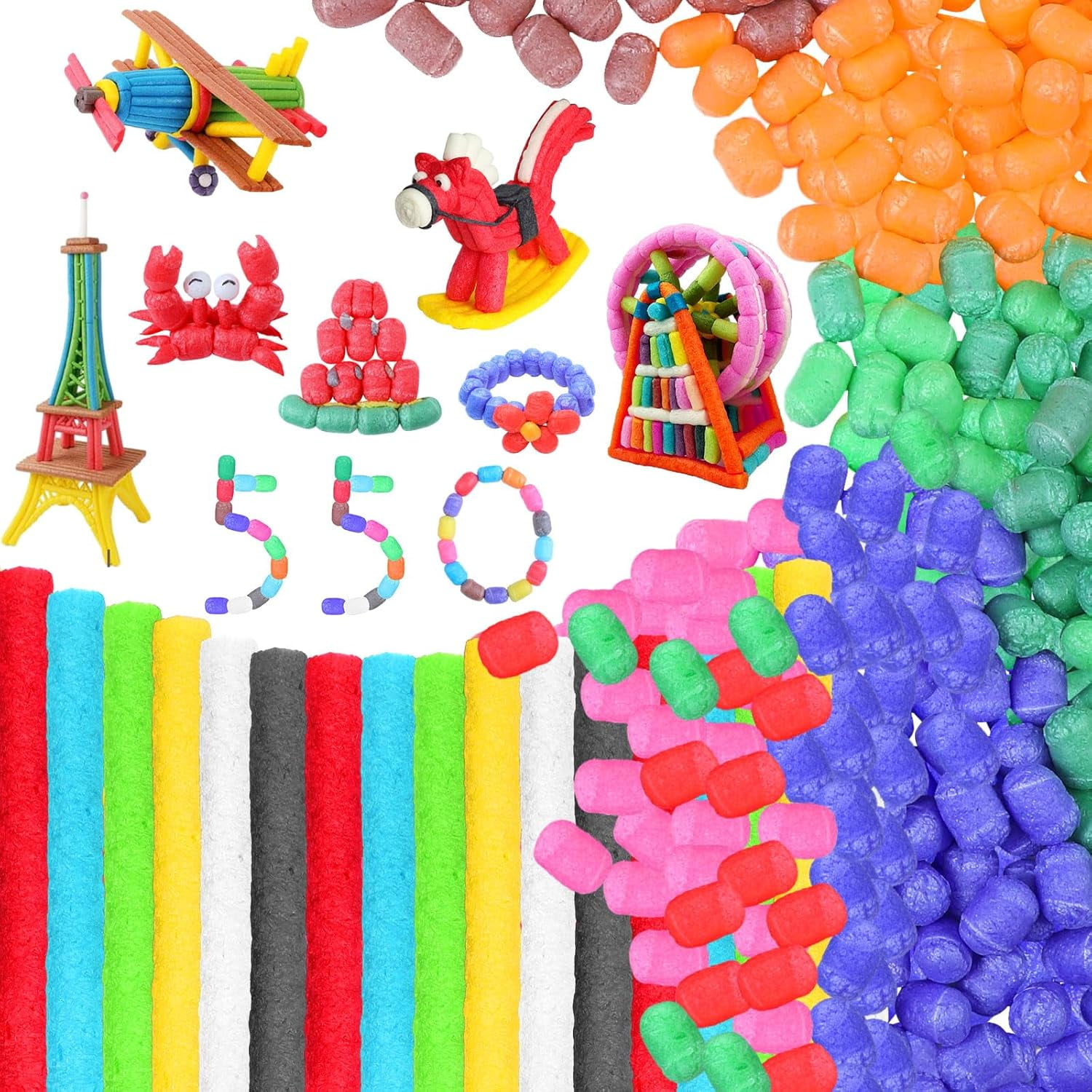 550 Pcs Arts and Crafts Magic Foam Corn Craft Kit Magic Stem Supplies ...