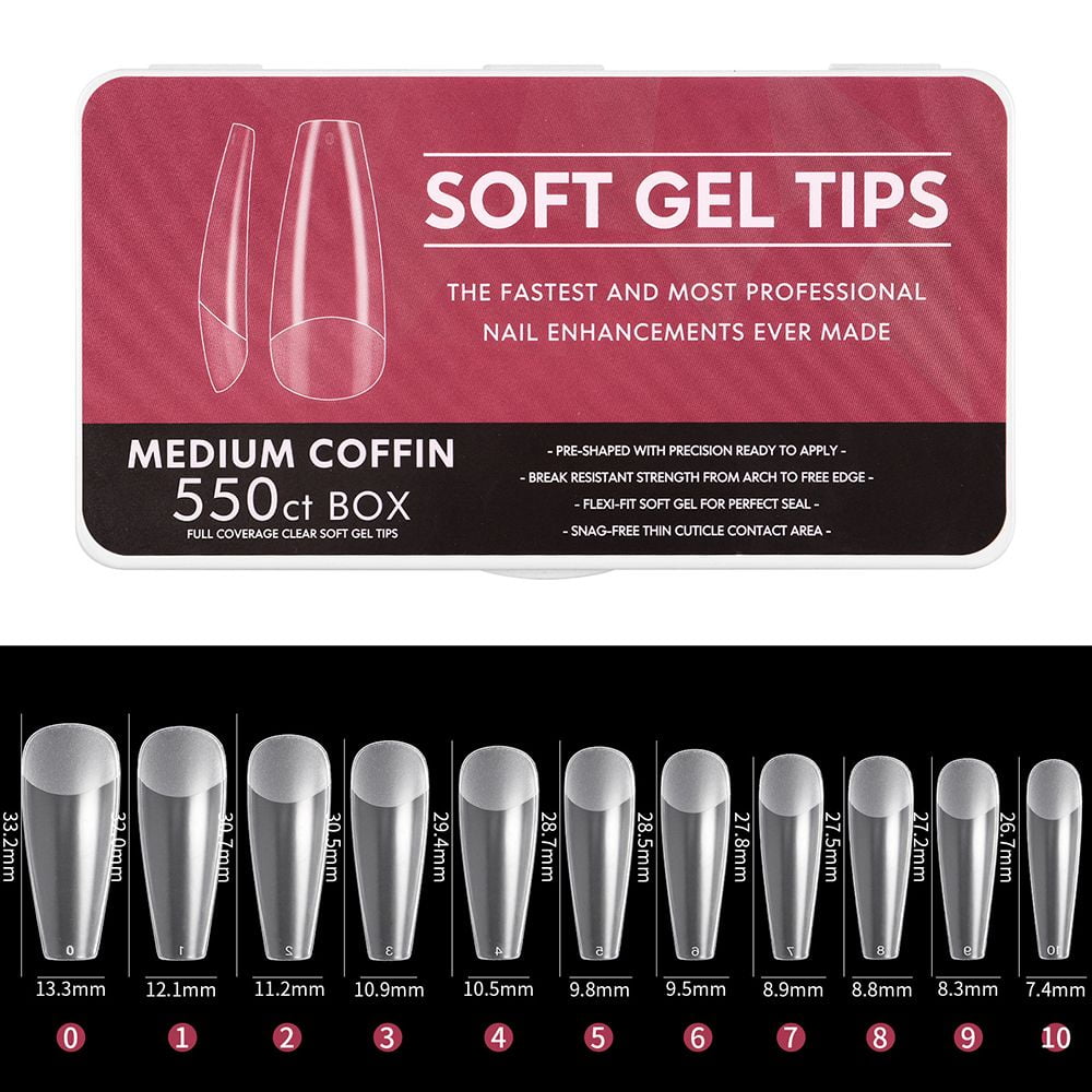 550 Pcs Nail Extensions Full Cover Gelly Tips Nail Tips Kit Soft Gel ...