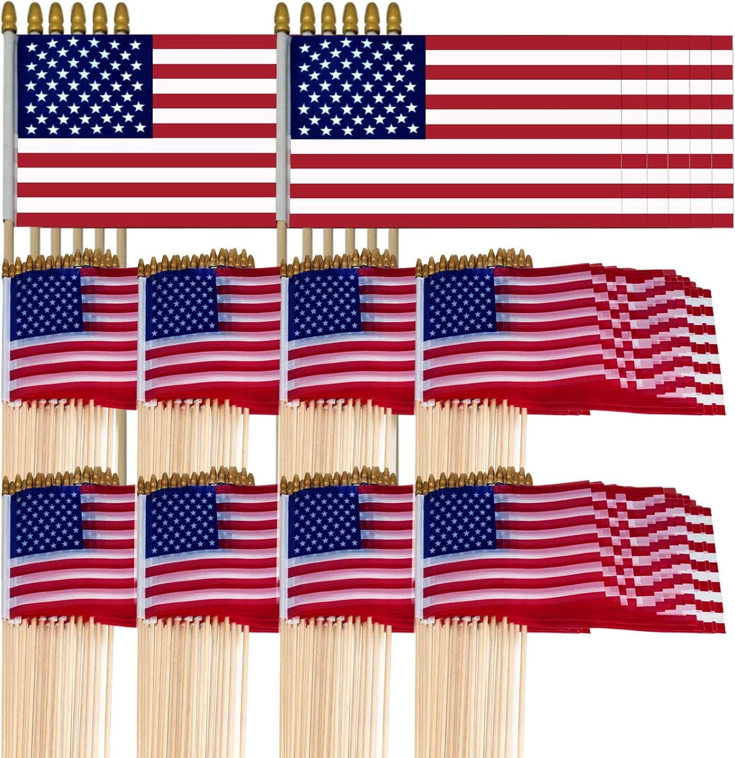 550 Pcs Small American Flags on Stick 4x6 Inch Mini American Flags with ...