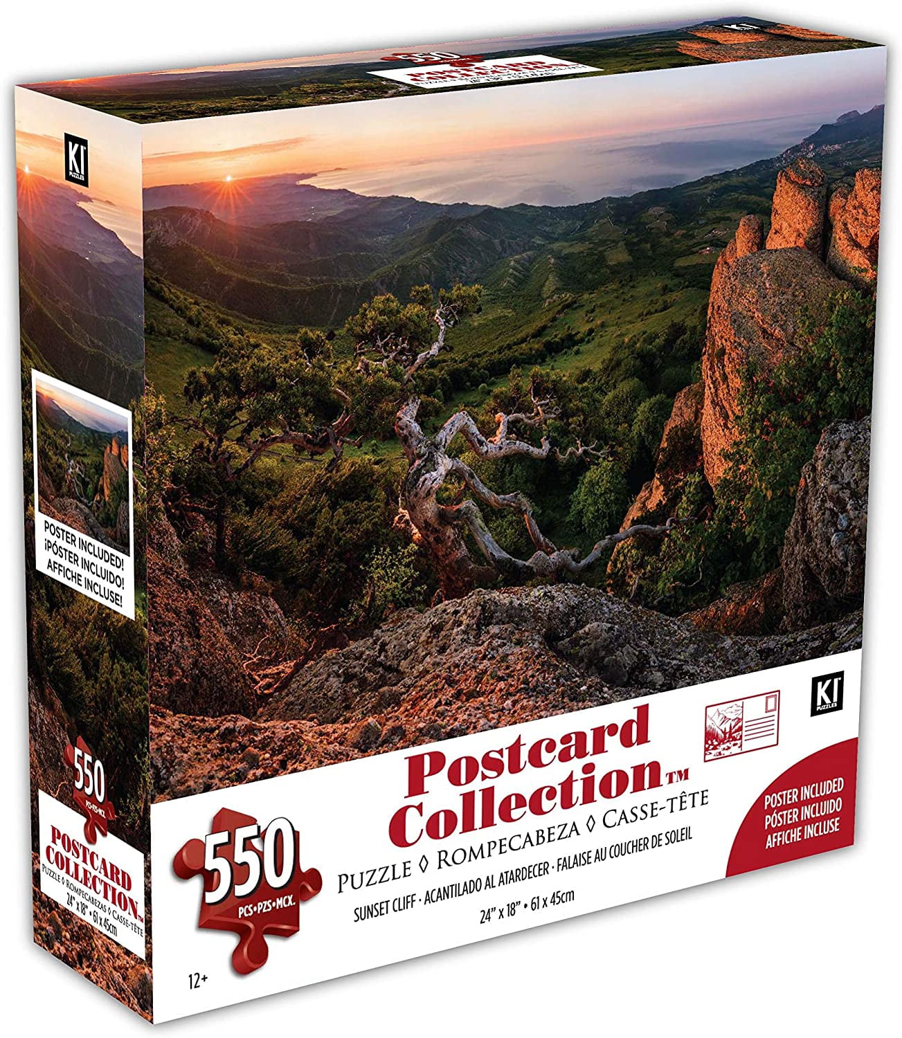 550 Piece Puzzle for Adults Postcard Collection - Sunset Cliff Jigsaw ...