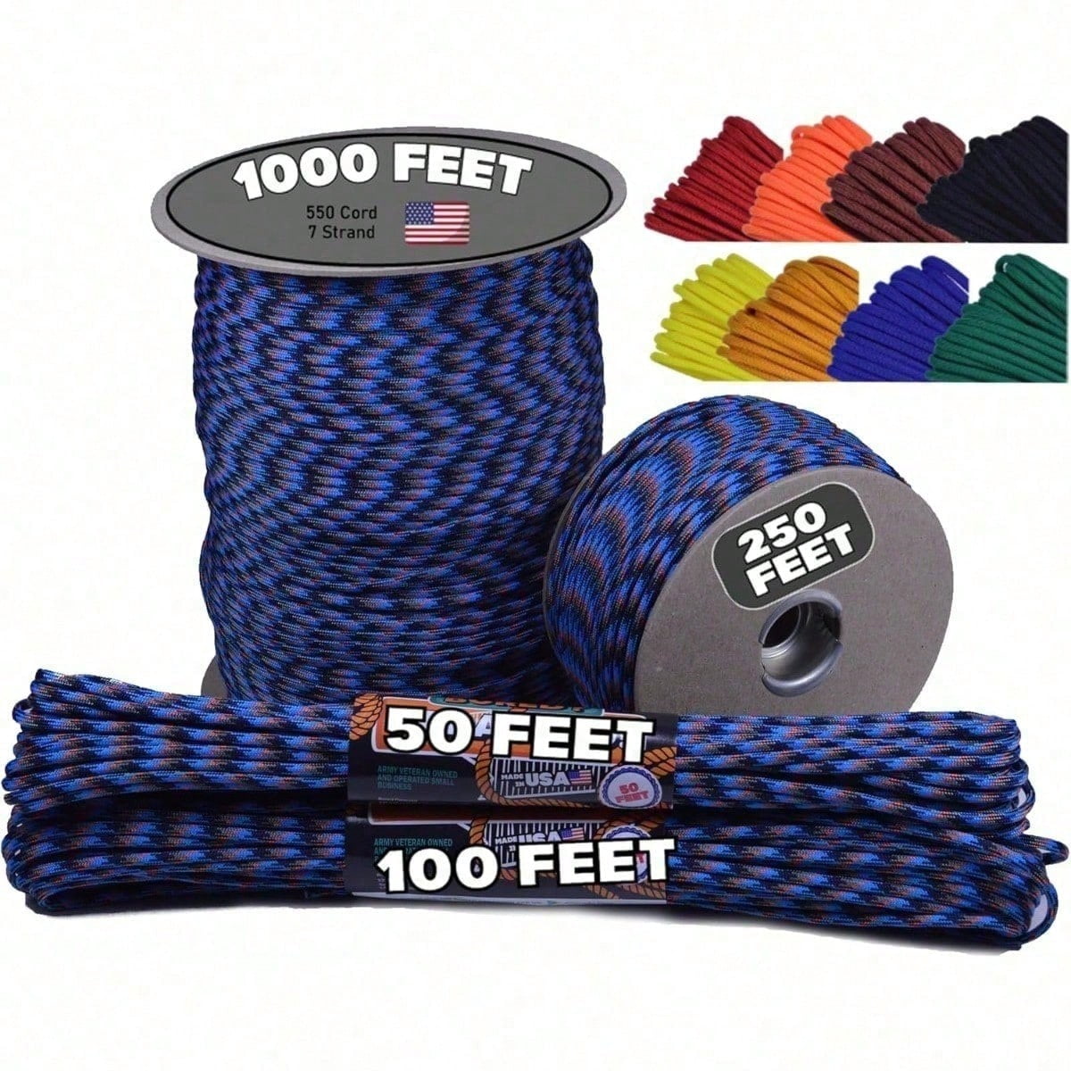 550 lb Paracord - Ideal for Crafting, Camping, DIY Projects, Active ...