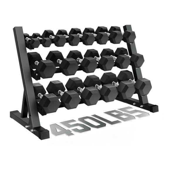 Heavy-Duty Hex Dumbbell Set (110-550LB) - Rubber Coated, Non-Roll Iron ...