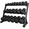 550 lbs Hex Dumbbell Set with Rack, 5-50 lbs Pairs - Rubber Coated Iron ...