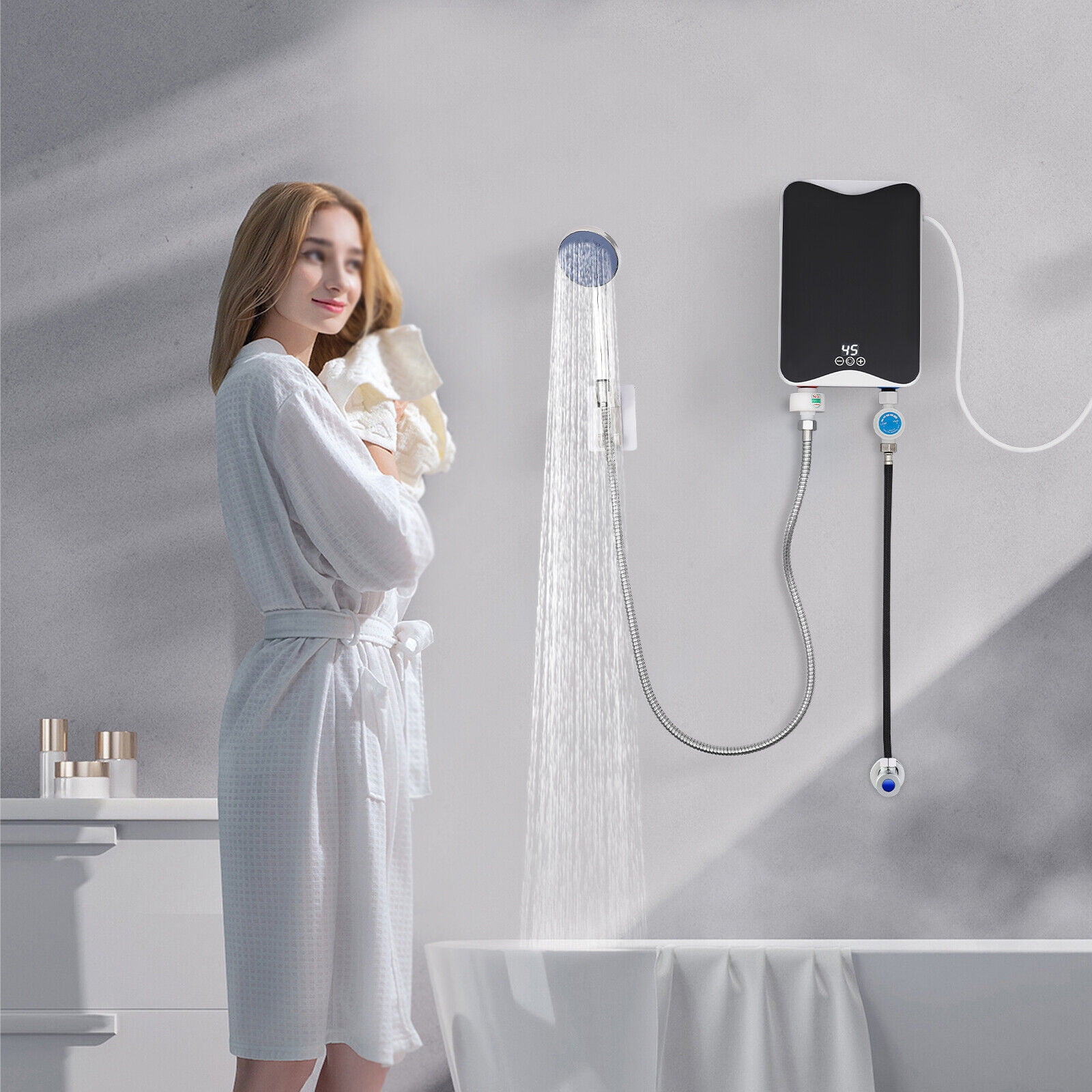 5500W Instant Hot Tankless Water Heater Electric Boiler for Shower ...