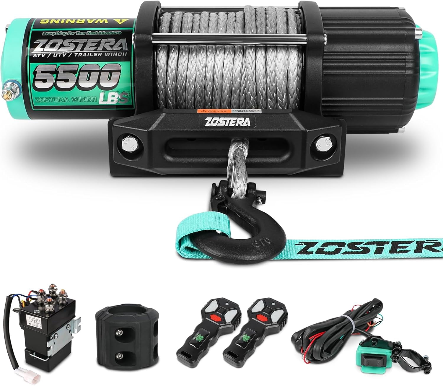 5500lbs ATV/UTV Winch with Synthetic Rope, Electric Boat Trailer Winch ...