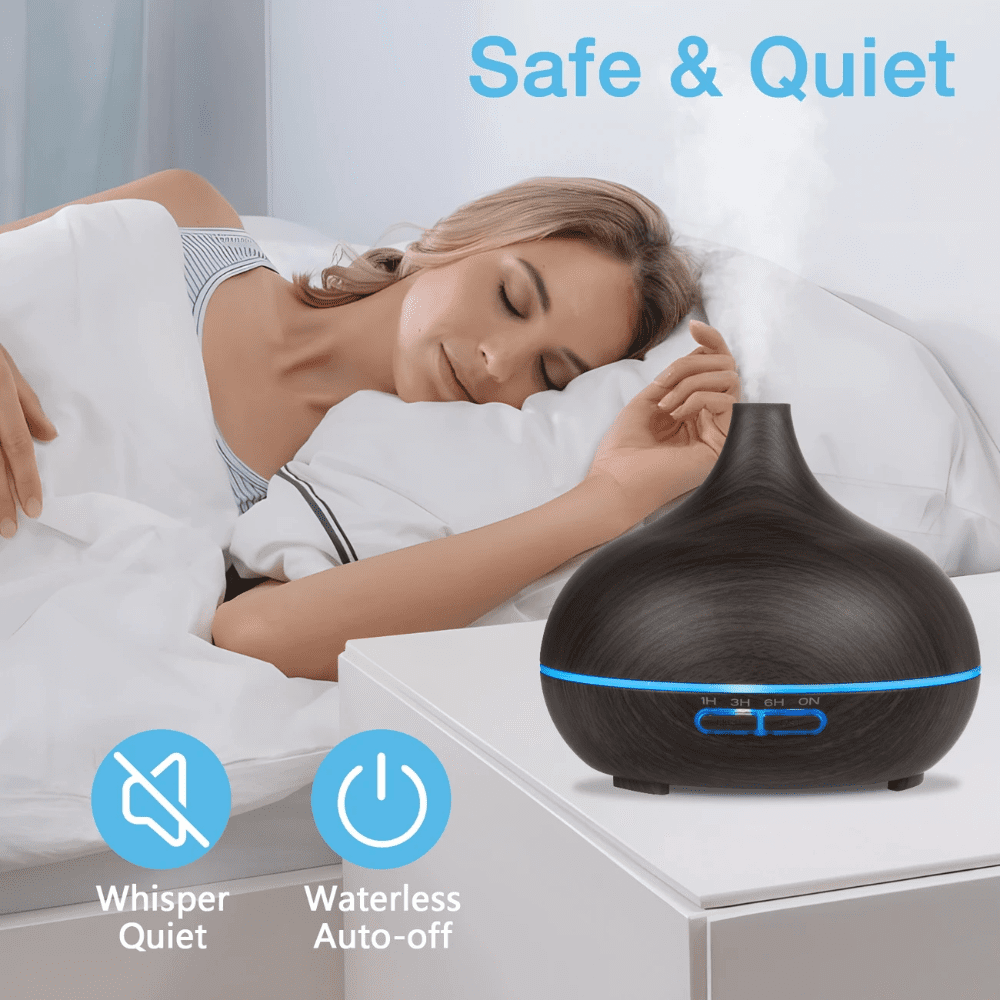 550ML Essential Oil Diffuser with 6 Oils Remote Control 7-Color LED ...