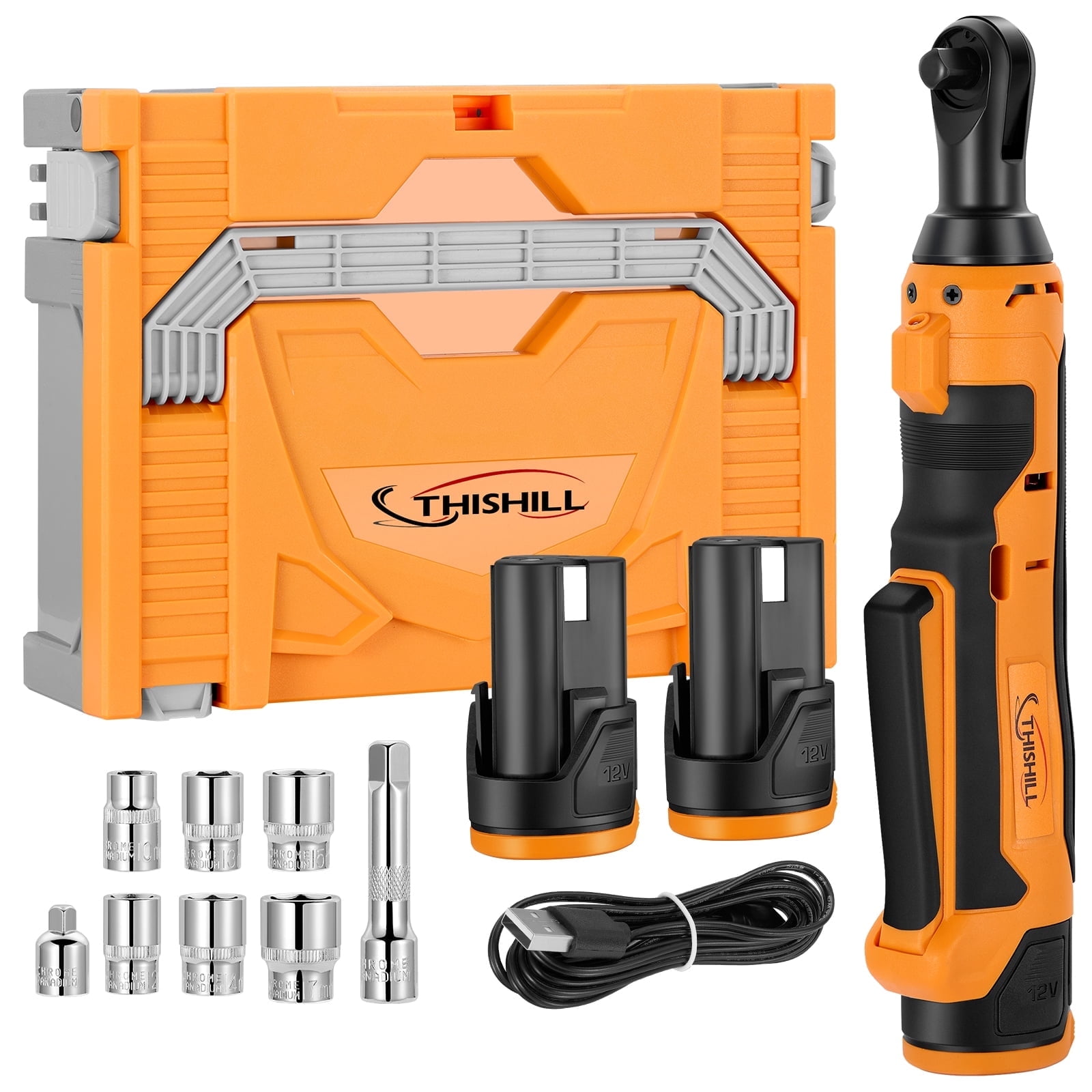 Filluck Cordless Electric Ratchet Wrench Kit, 12V Electric Ratchet ...