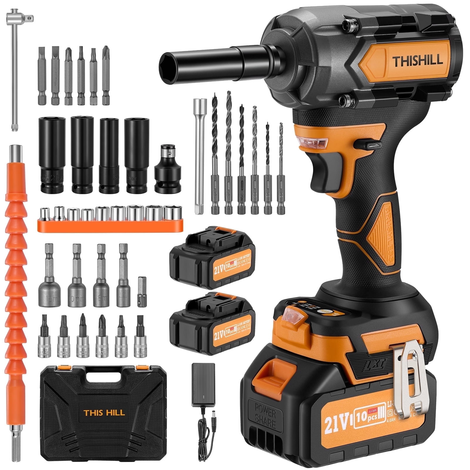 Filluck 600N.m Heavy Cordless Impact Wrench, 3/4" To 1/2" High Torque ...