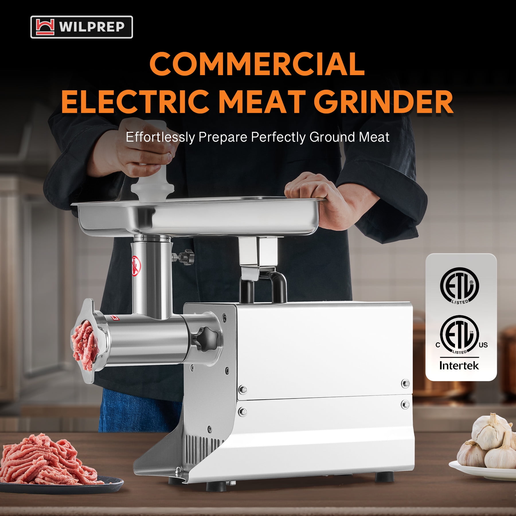 550W Commercial Meat Grinder with Reverse Function Dual Grinding Plates ...