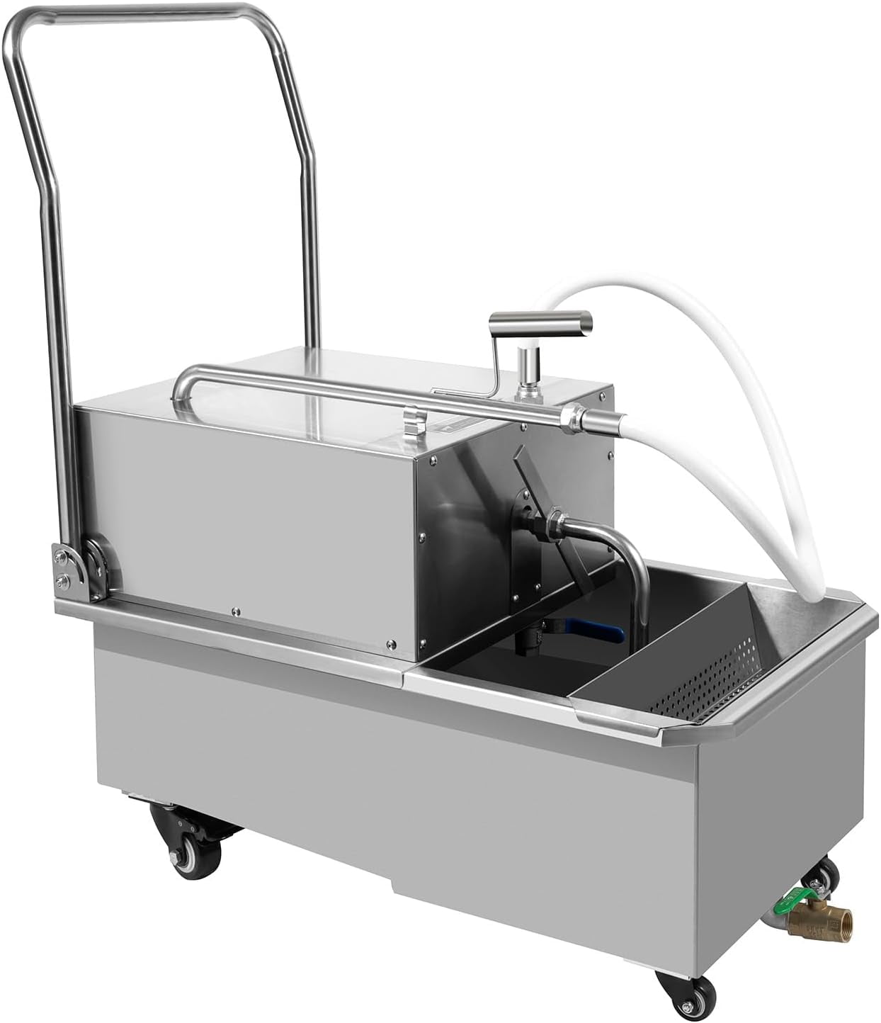 550W Commercial Oil Filter Cart, 14.53Gal Stainless Steel Fryer Oil ...