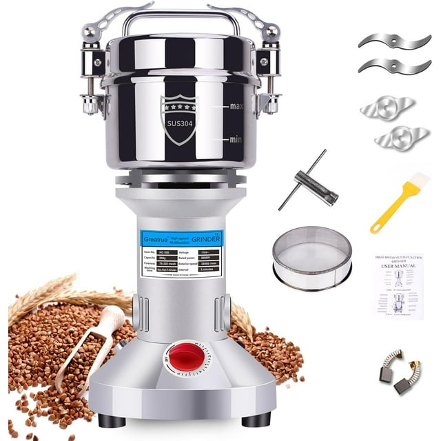 550g Electric Grain Mill Grinder, 304 Stainless Steel Grain Mill, 2000W ...