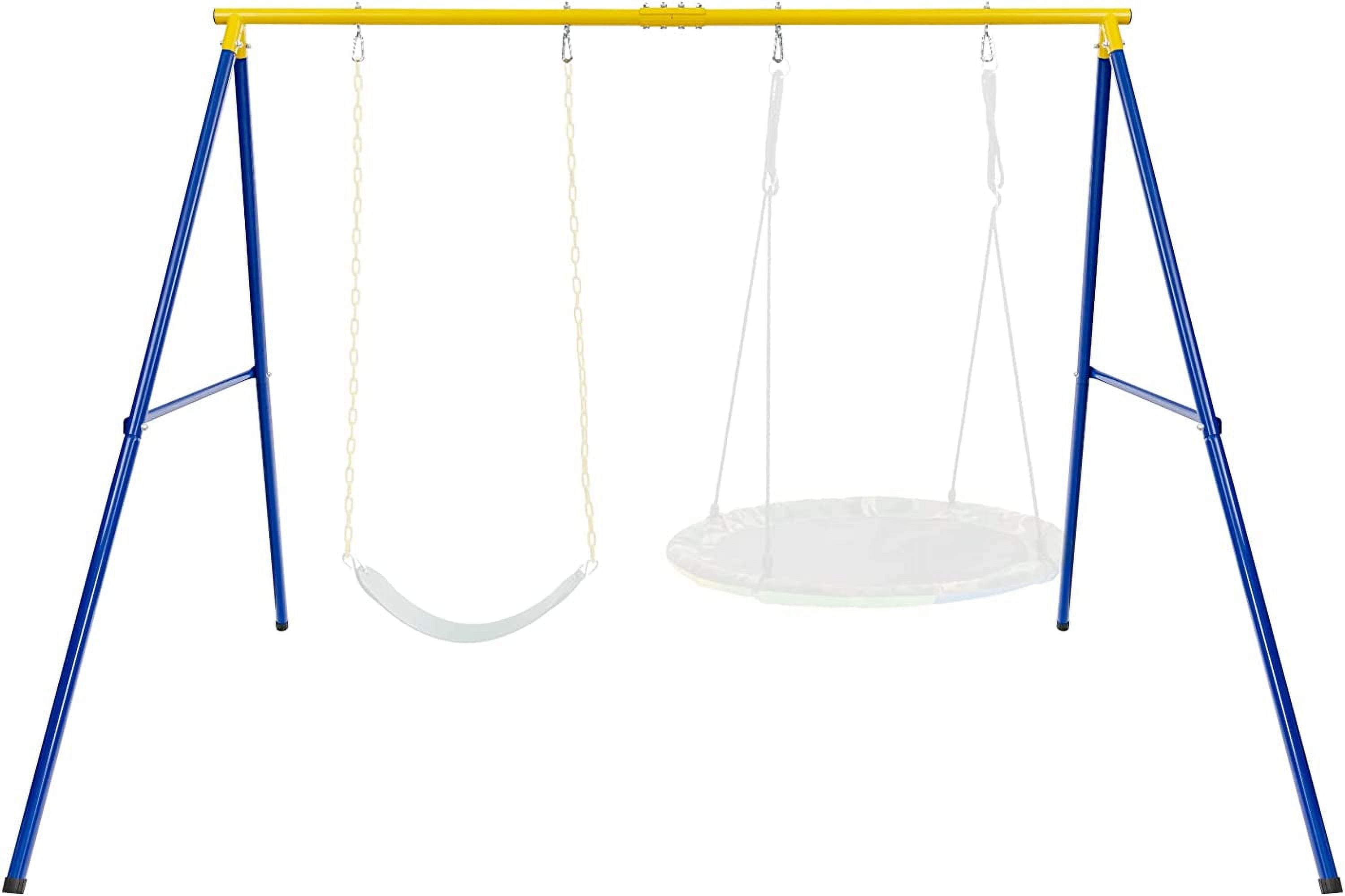 550lbs Metal Swing Sets for Backyard, Heavy Duty Full Steel Swing Frame ...